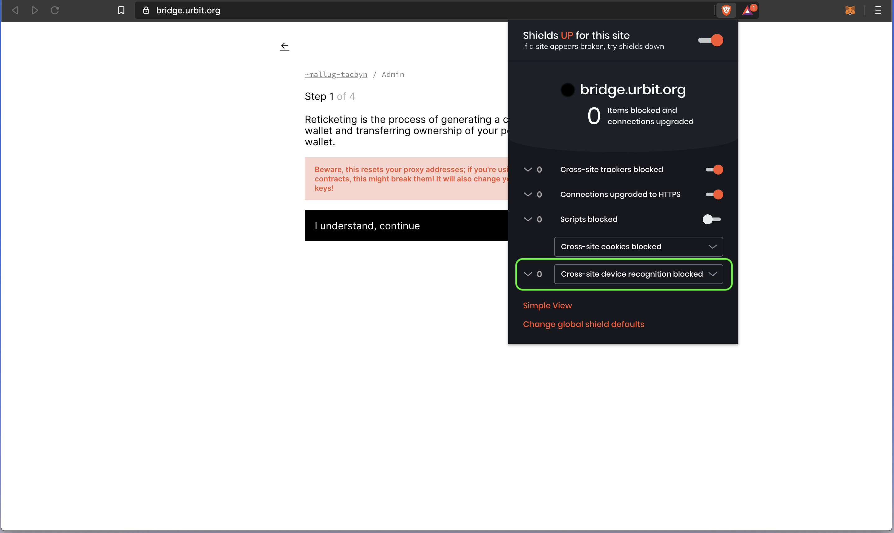 Brave device recognition blocked setting causes reticketing to fail ...