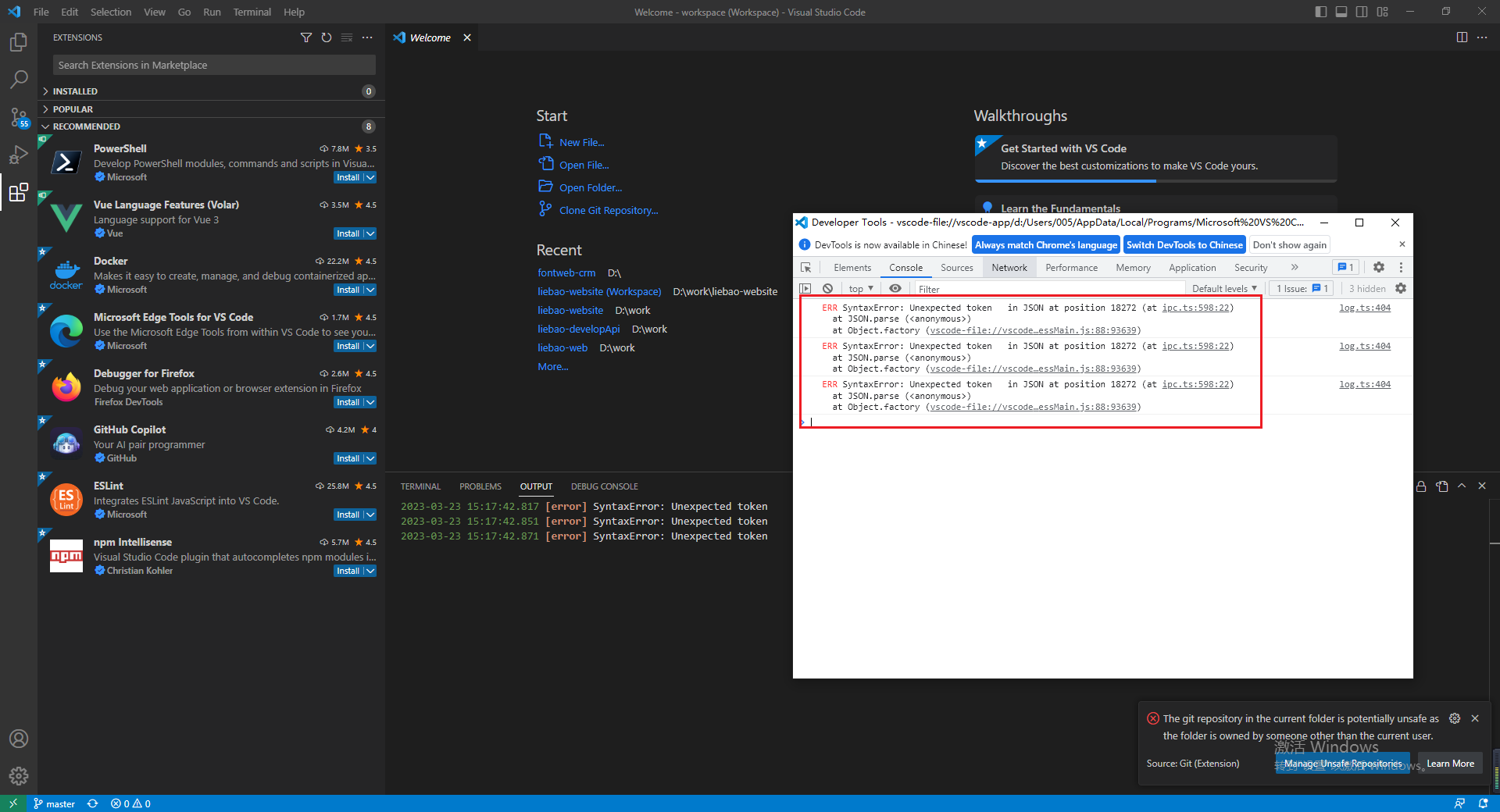 can't install all extensions · Issue #177972 · microsoft/vscode · GitHub