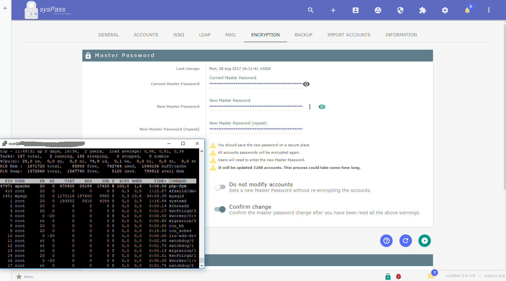 Cannot update master password · Issue #1128 · nuxsmin/sysPass · GitHub