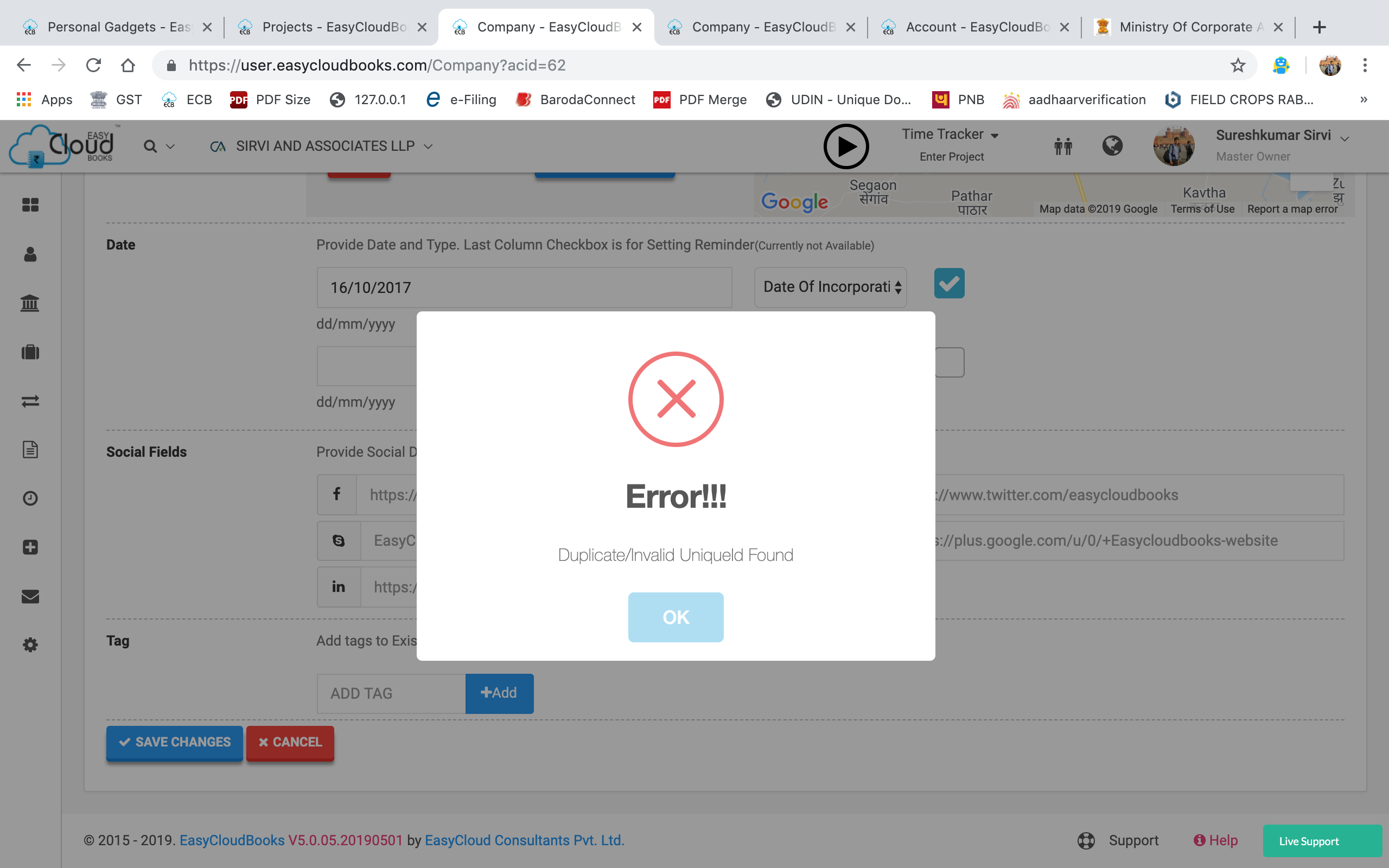 New Company create - unique ID value not accepting shows error · Issue ...