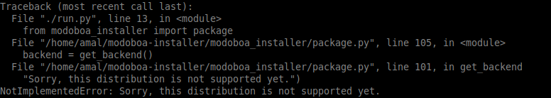 NotImplementedError: Sorry, this distribution is not supported yet. · Issue #282 · modoboa ...