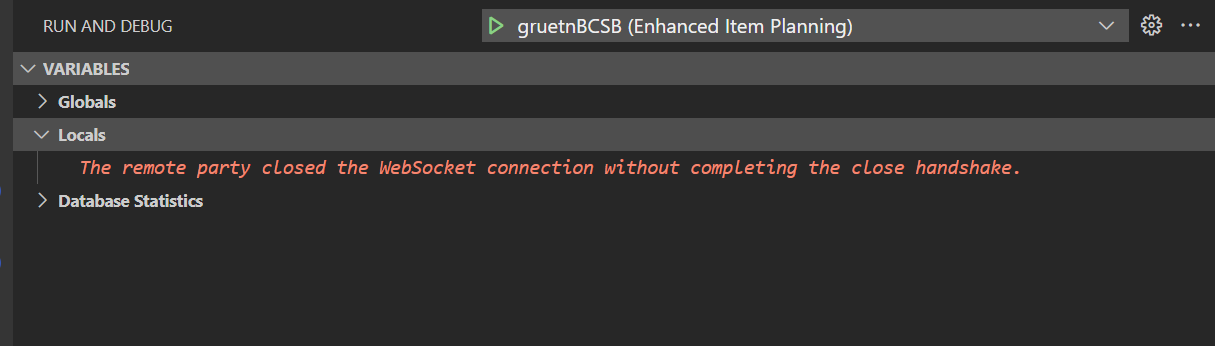 While debugging, frequently get "the remote party closed the websocket connection without ...