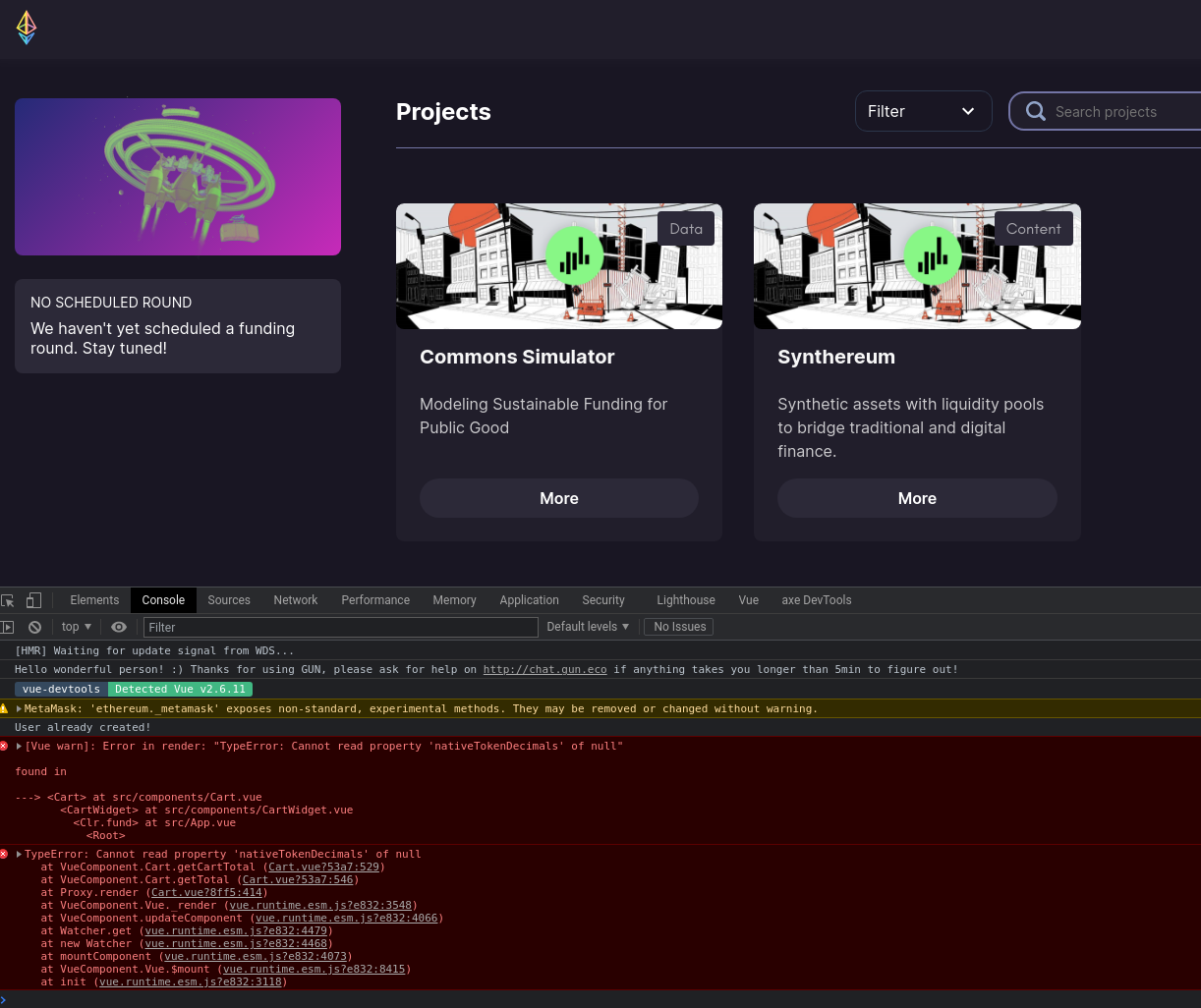 Join phase - Cart error when is opened · Issue #413 · ethereum/clrfund · GitHub
