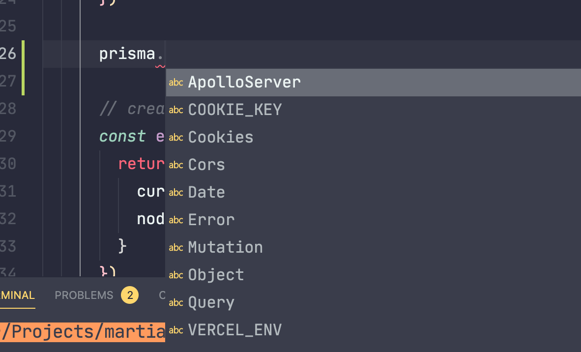 Prisma VSCode extension doesn't auto-complete. Not sure what I'm doing ...