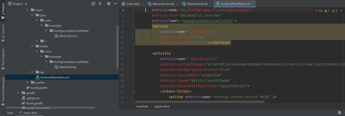 manifest file have a lot of errros · Issue #1 · tharwatsamy/background_service_flutter · GitHub