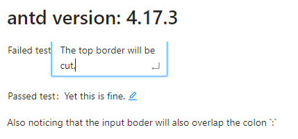 Input border will missing its top part when using `Typography.Paragraph ...