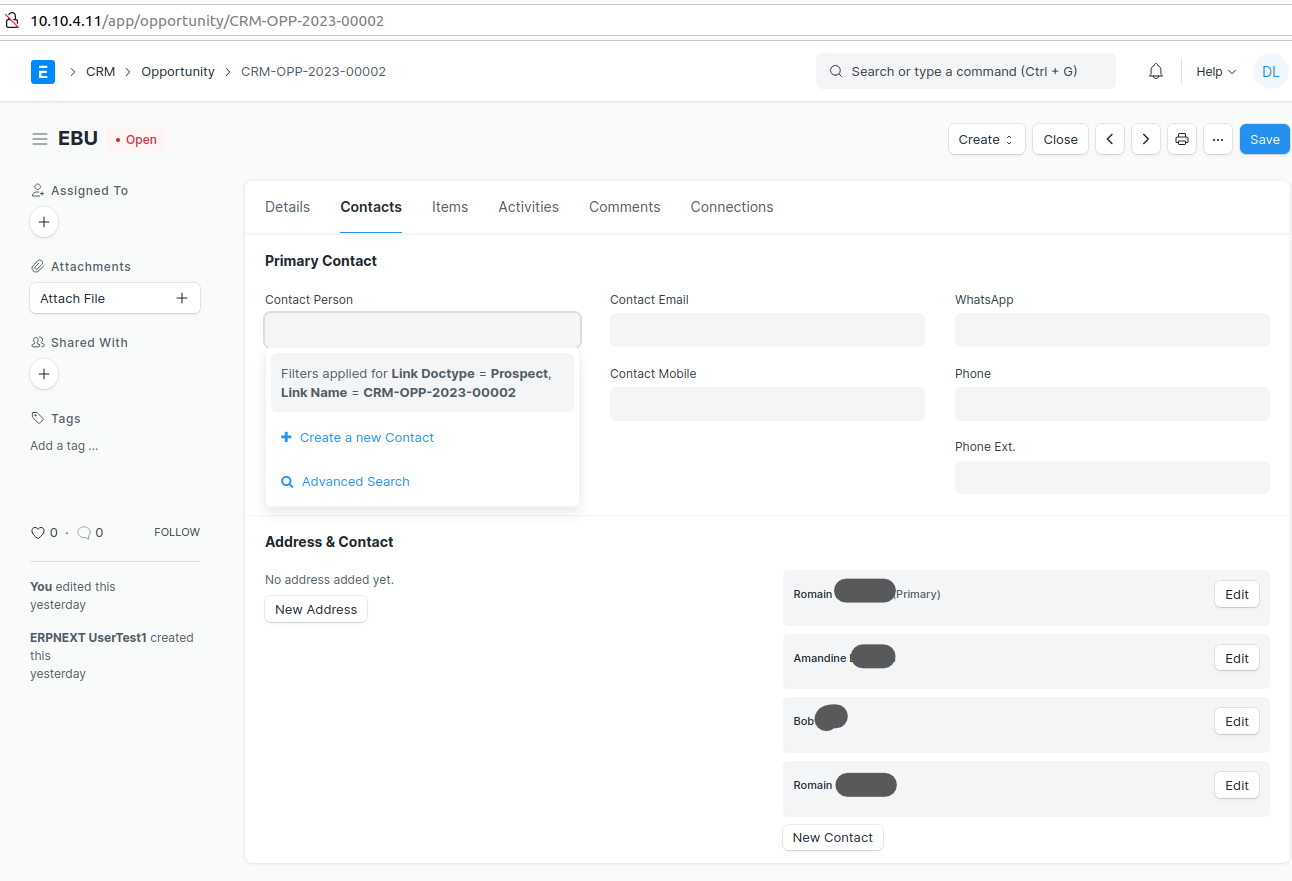 Inconsistent and incorrect Primary Contact List shown while opening opportunity directly or from ...