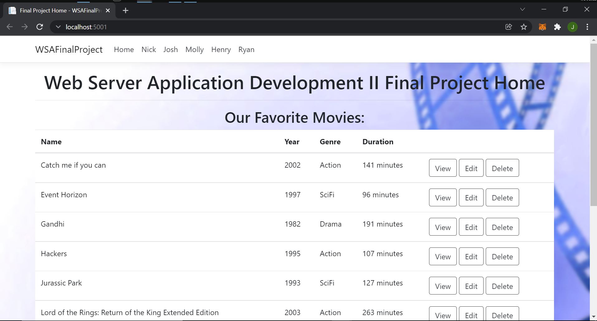 GitHub - JoshAnness/WSAFinalProject: Web Server Application Development Final Project (Group 1)