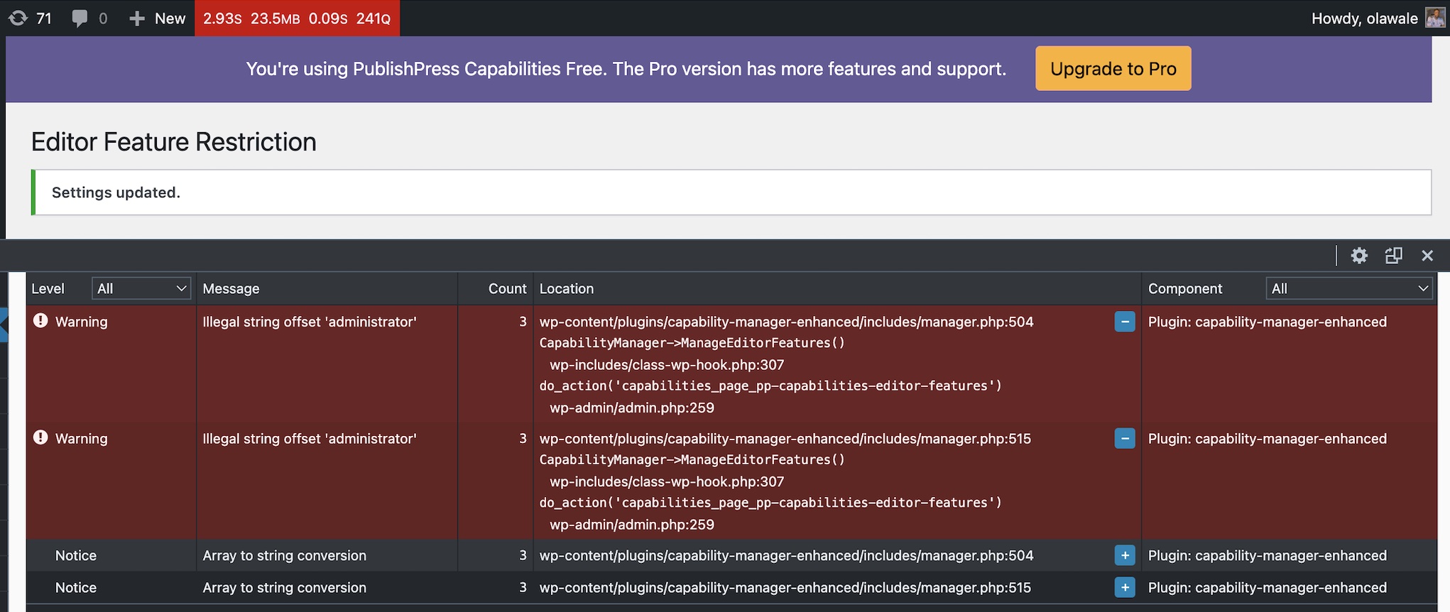 Illegal String Offset Administrator And Array To String Conversion Warning · Issue 589