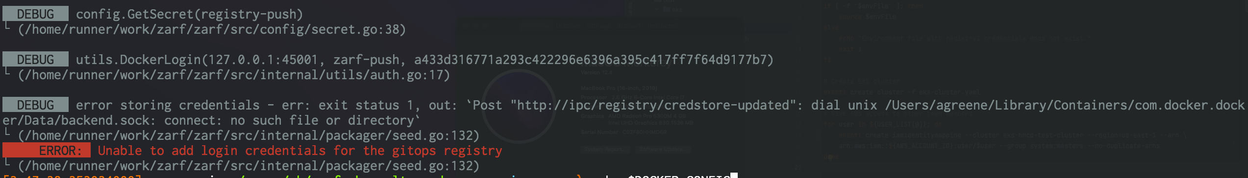 ERROR: Unable to add login credentials for the gitops registry · Issue #580 · zarf-dev/zarf · GitHub