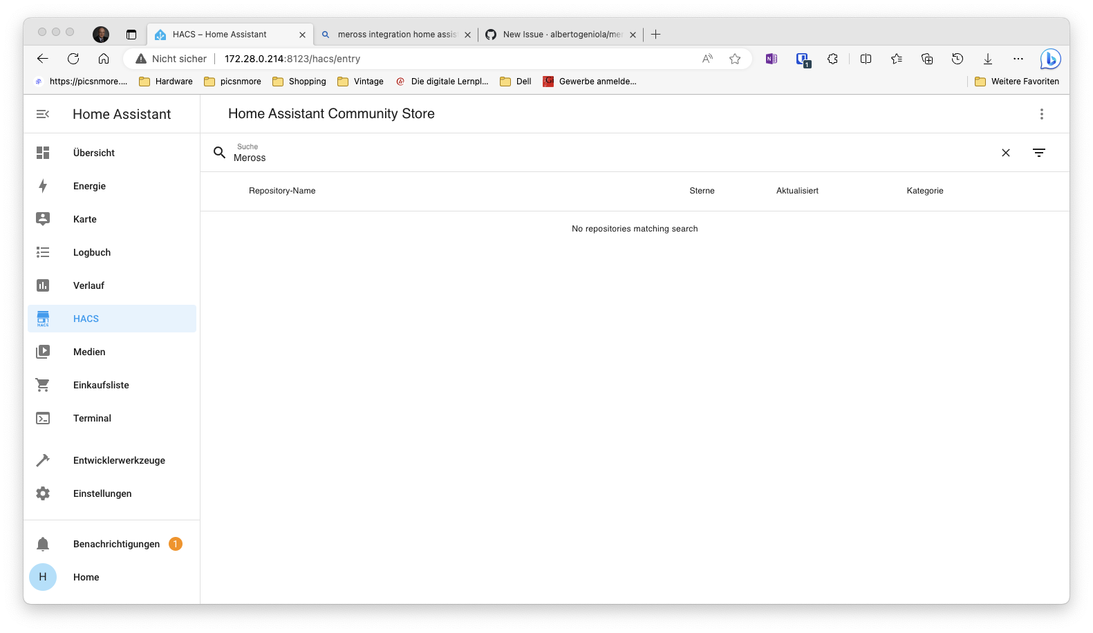 Meross Integration not shown in HACS · Issue #463 · albertogeniola/meross-homeassistant · GitHub