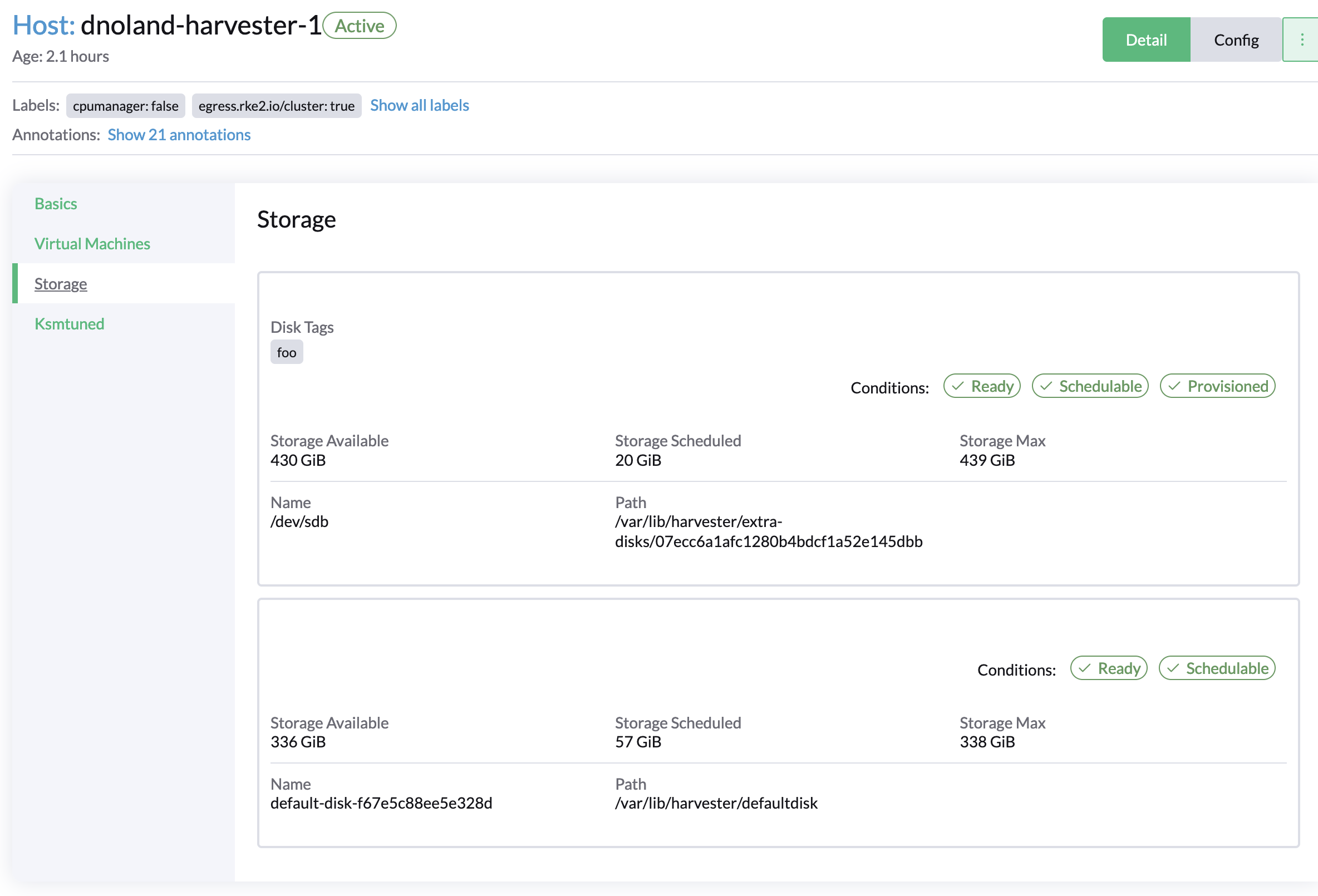 [BUG] Second host storage disk does not show in UI details · Issue #3242 · harvester/harvester ...
