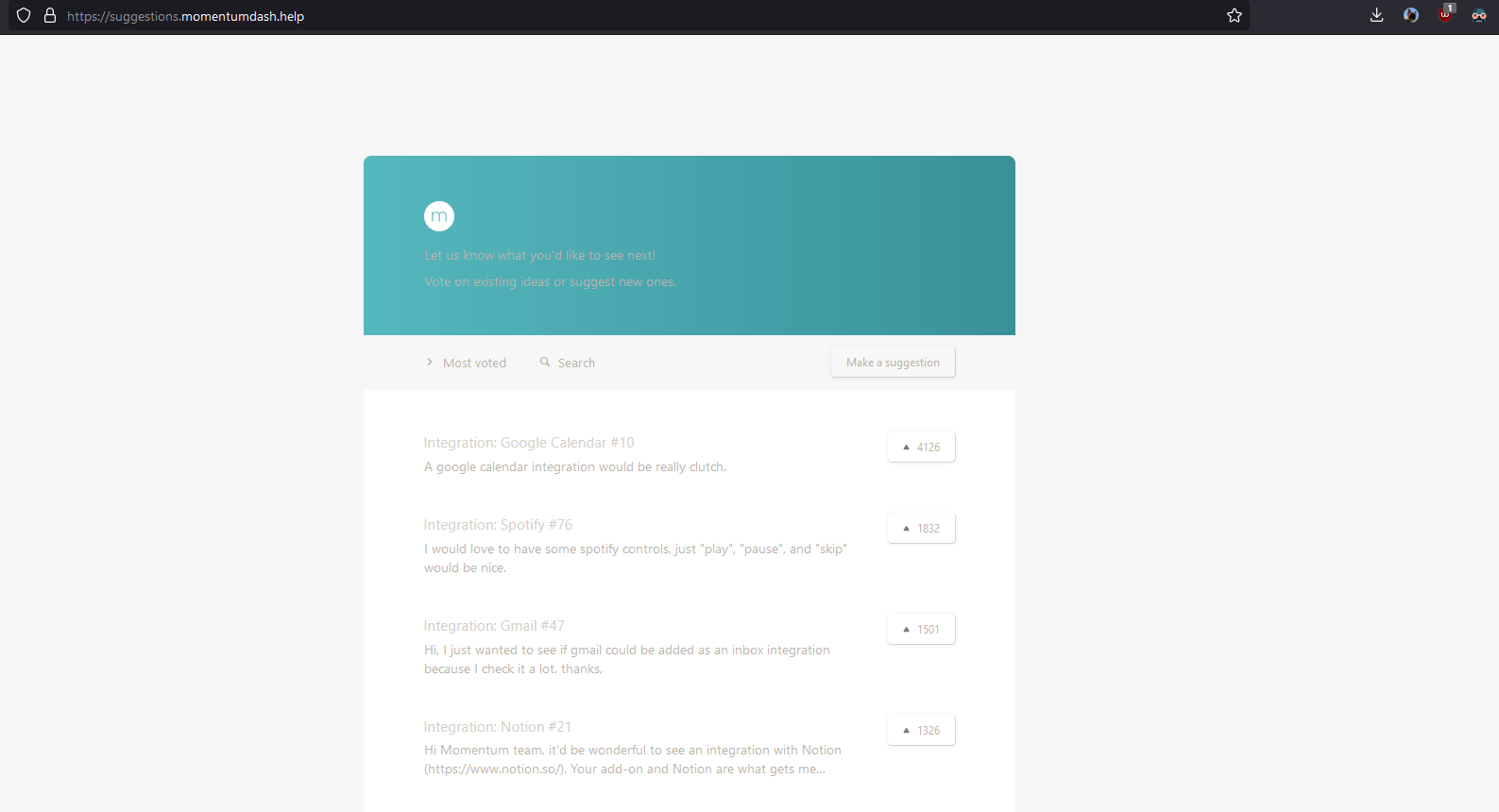 [Broken Website] Momentum Dash Suggestions Page · Issue #10439 · darkreader/darkreader · GitHub