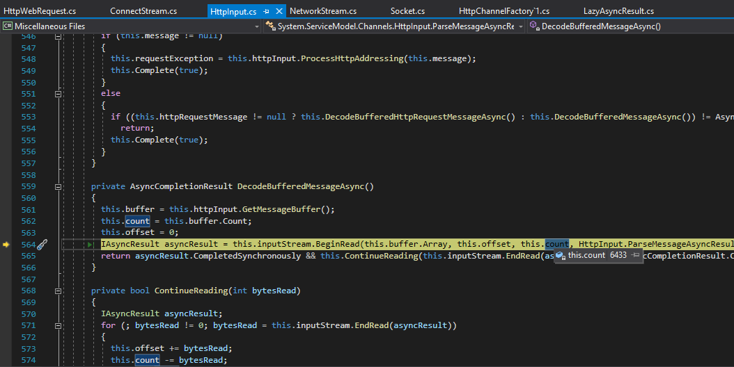 Awaiting a call to a WCF 4.8 HTTP client proxy seems to hang when interrupted by a network fault ...