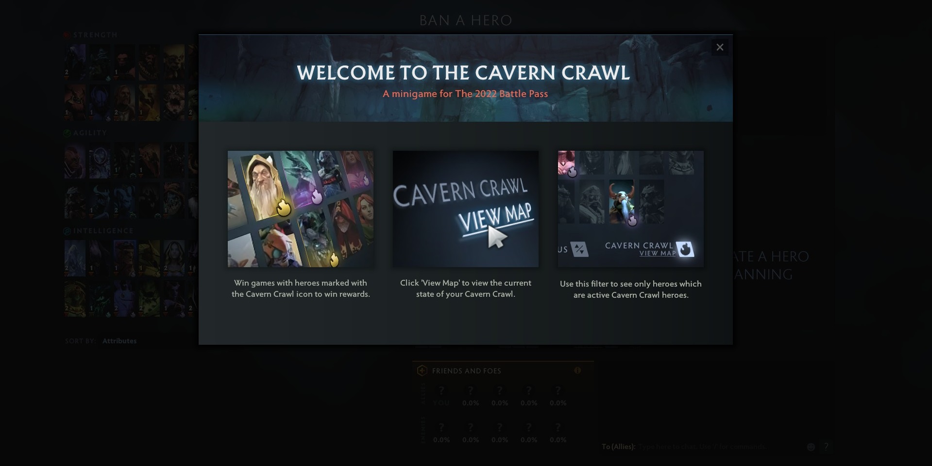 "Welcome to the Cavern Crawl" screen doesn't get removed by playing Diretide · Issue #5675 ...