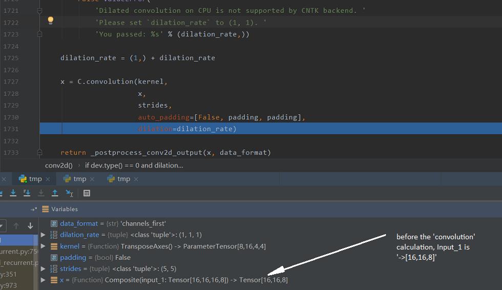 CNTK fails in building the model with the layer`ConvLSTM2D`in some cases when `kernel_size` is ...