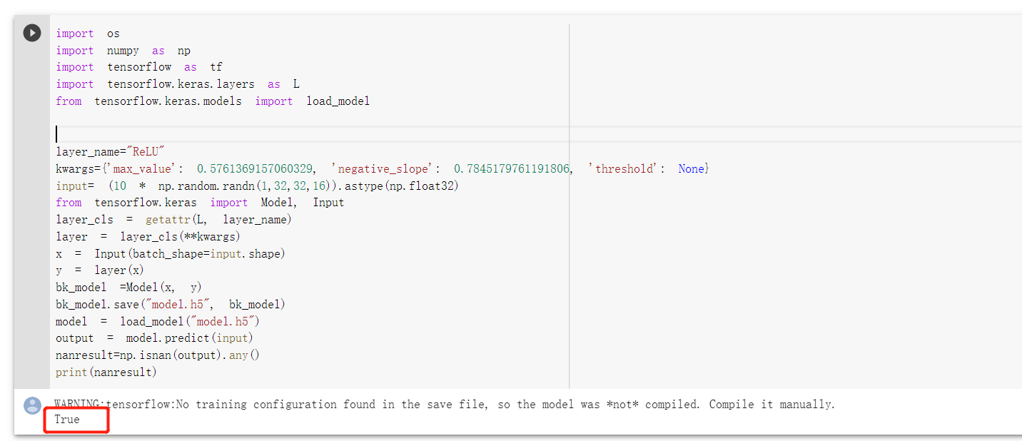 K.cast_to_floatx() will convert "None" to "Nan" and lead the ReLU to ...