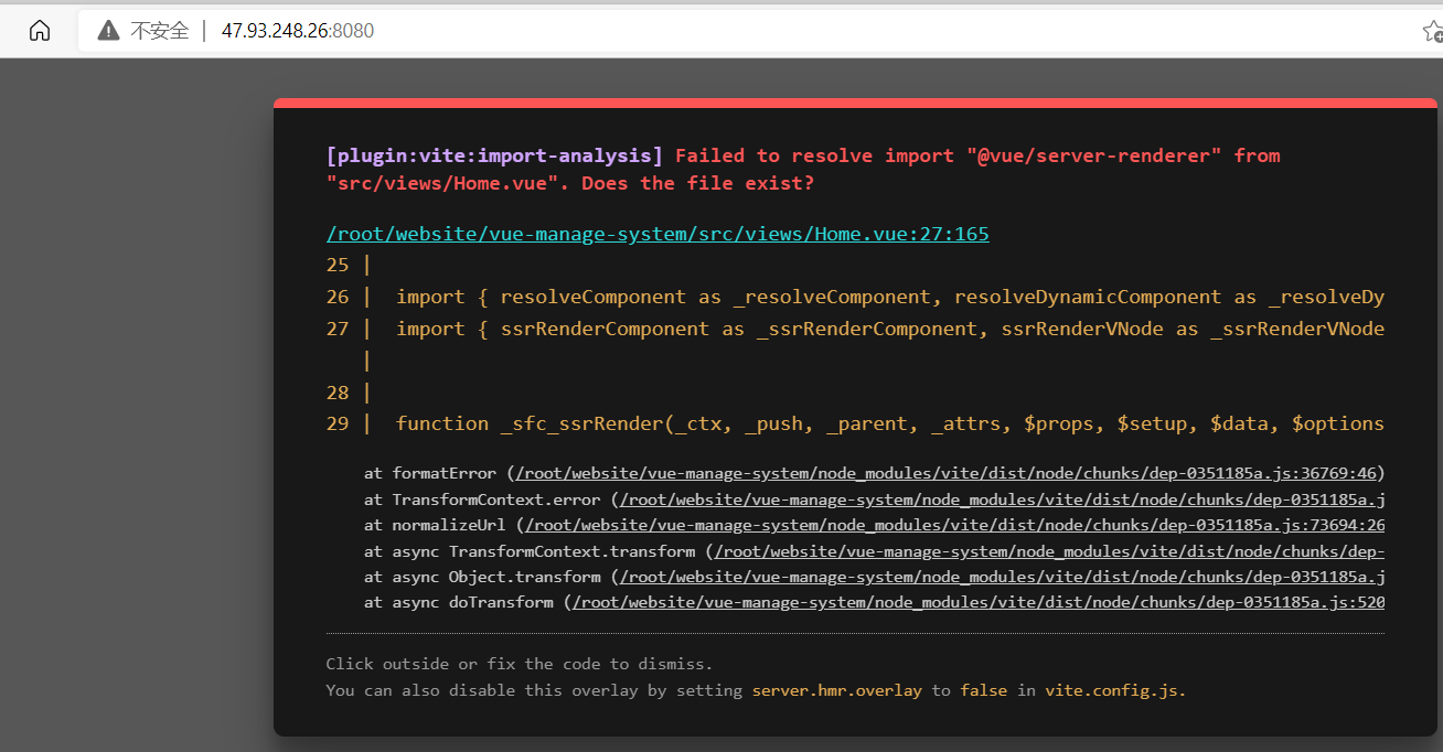 Linux下安装好后，npm run dev后访问页面报错 · Issue #326 · lin-xin/vue-manage-system · GitHub