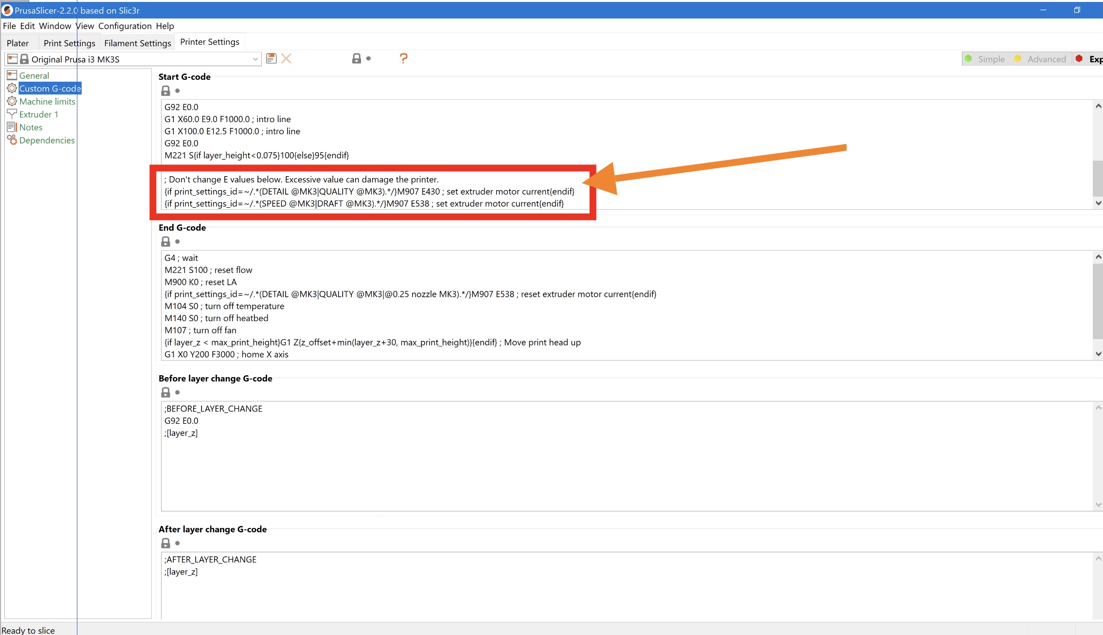 Feature Request: Add custom Gcode section to print settings for simpler implementation of M907 ...