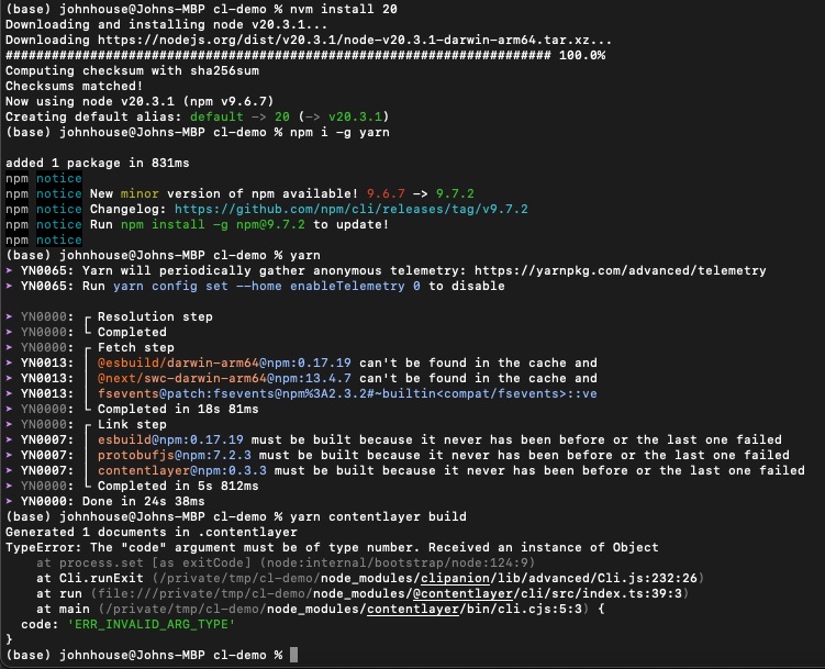 `contentlayer build` produces `TypeError: The "code" argument must be of type number. Received ...