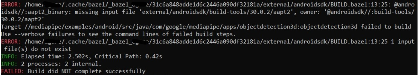 Error while building objectdetection3d example on Windows 10 wsl ...