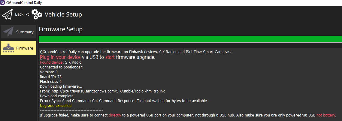 QGroundControl unable to update SI1060 Radio · Issue #10001 · mavlink/qgroundcontrol · GitHub