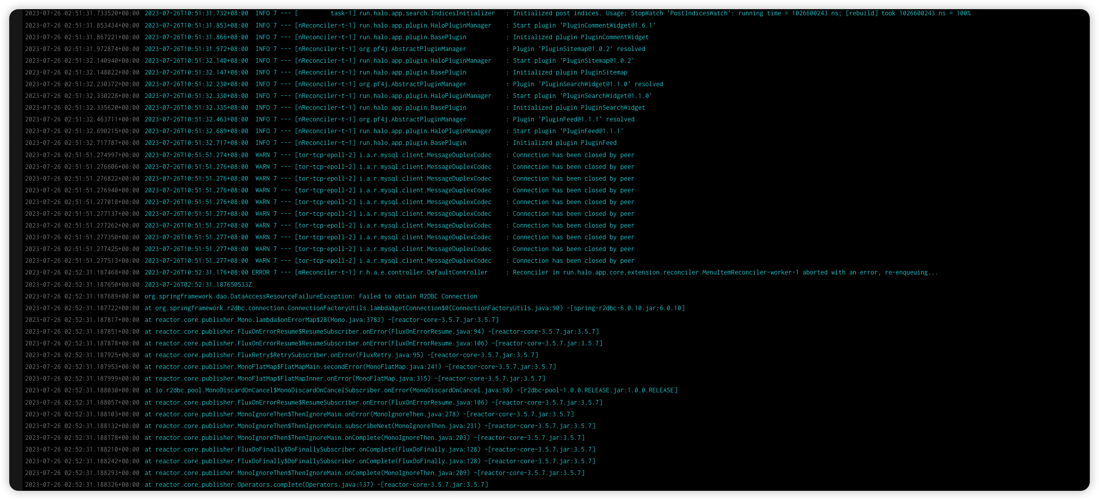 docker方式部署，可以正常启动，但是启动后，过段时间再操作页面，就会Mysql链接报错 · Issue #4291 · halo-dev/halo · GitHub