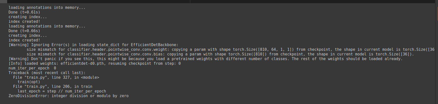 ZeroDivisionError : Training on custom dataset · Issue #517 · zylo117/Yet-Another-EfficientDet ...