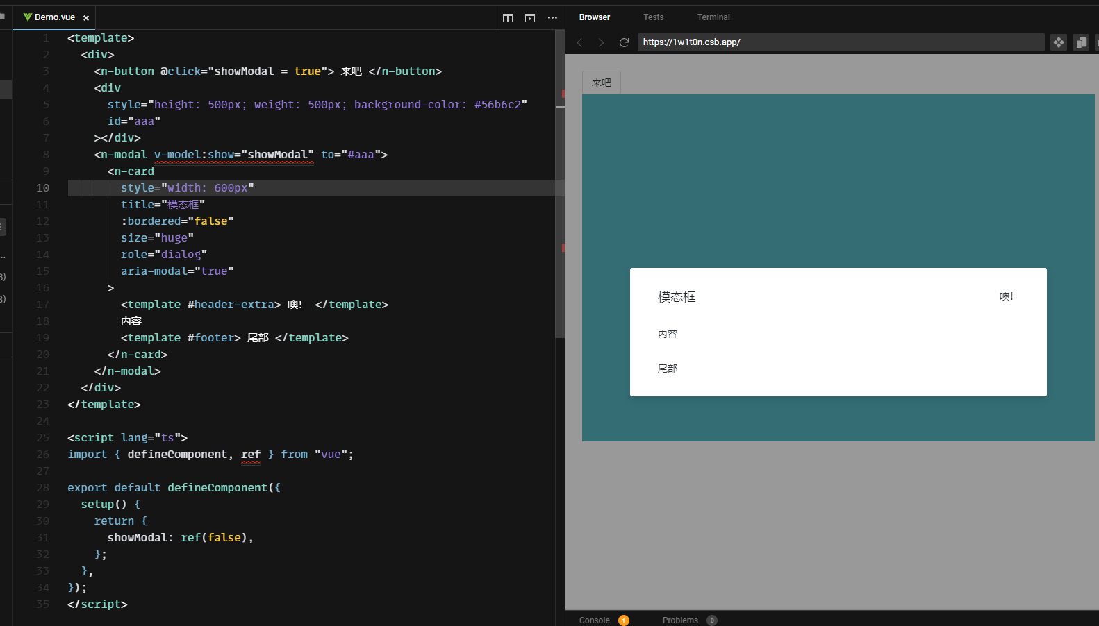 n-modal Props "to" not work, Am I using it wrong? · Issue #4794 · tusen-ai/naive-ui · GitHub