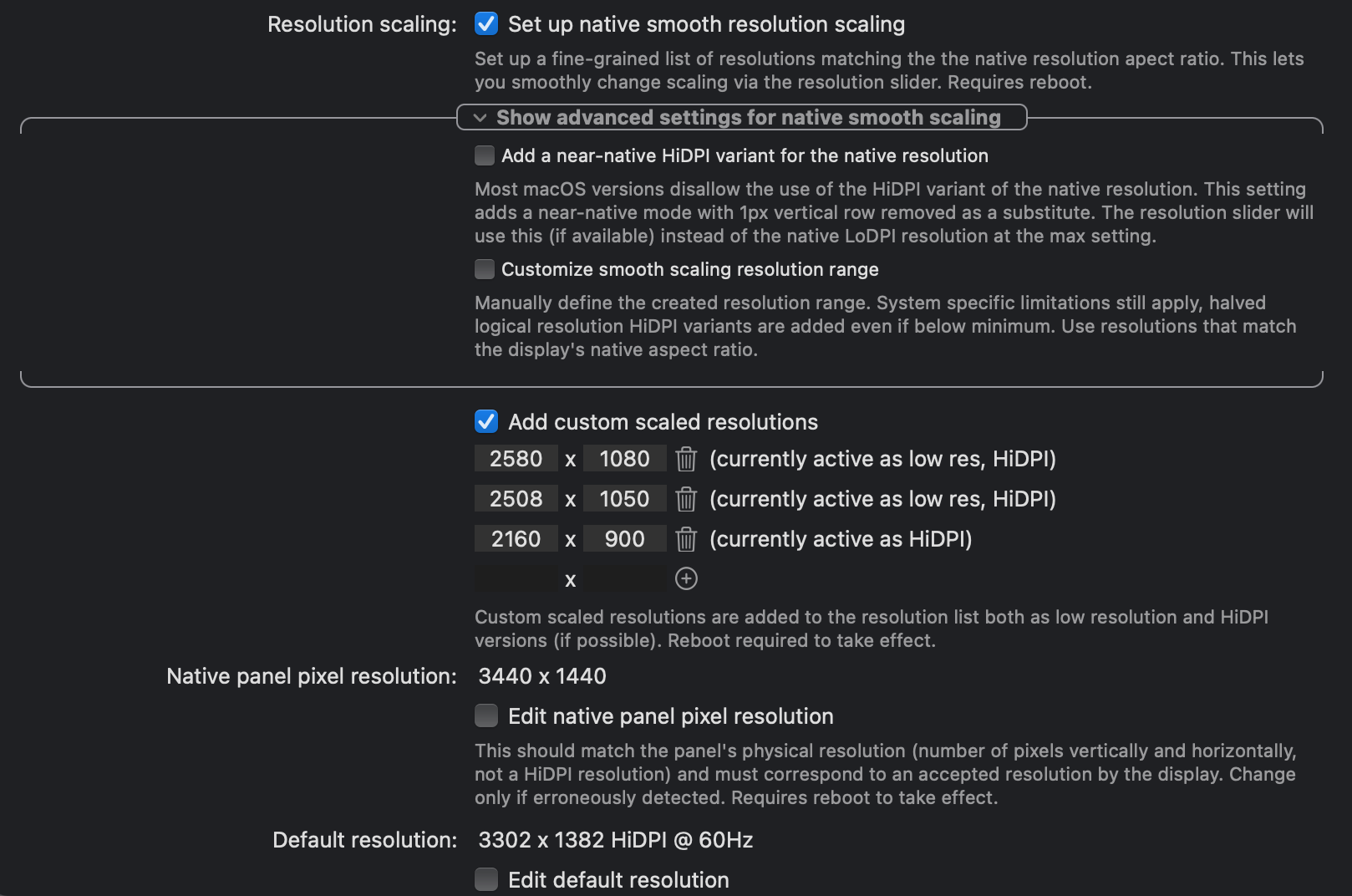 native smooth scaling and default resolution, intel mac · waydabber BetterDisplay · Discussion ...