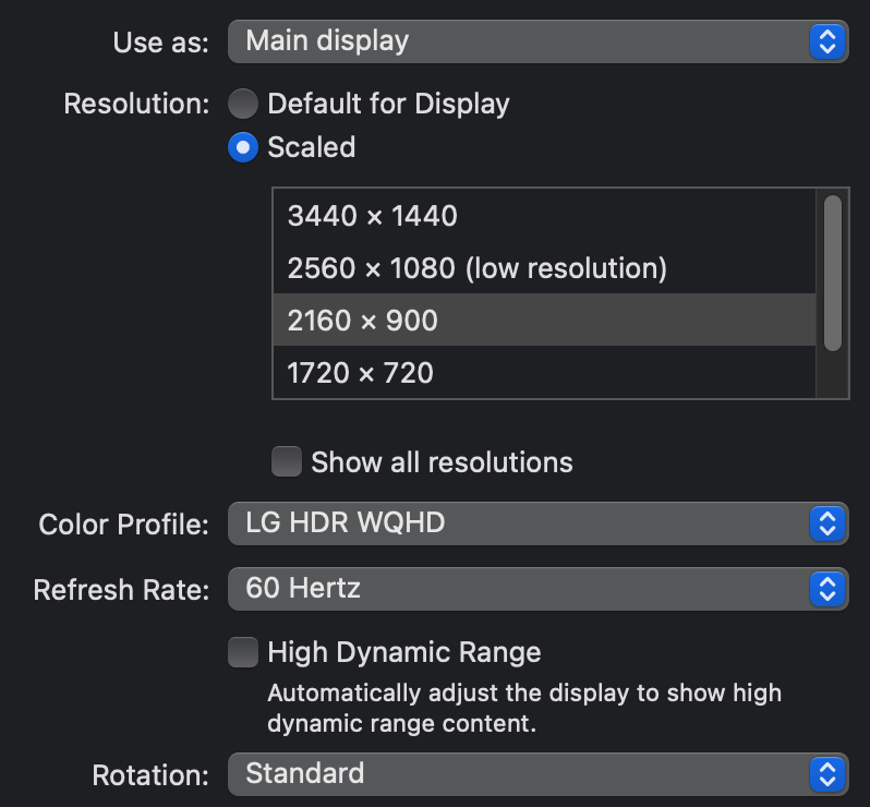 native smooth scaling and default resolution, intel mac · waydabber BetterDisplay · Discussion ...