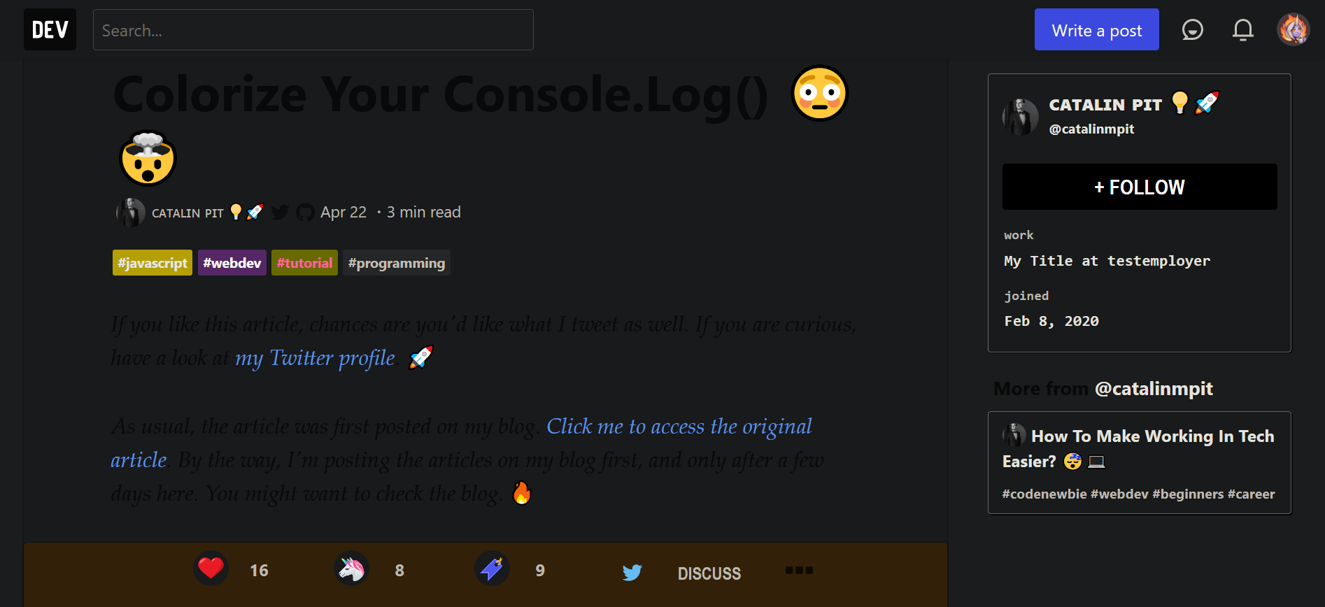 [Broken Website] Dev.to texts are unreadable. · Issue #2356 · darkreader/darkreader · GitHub