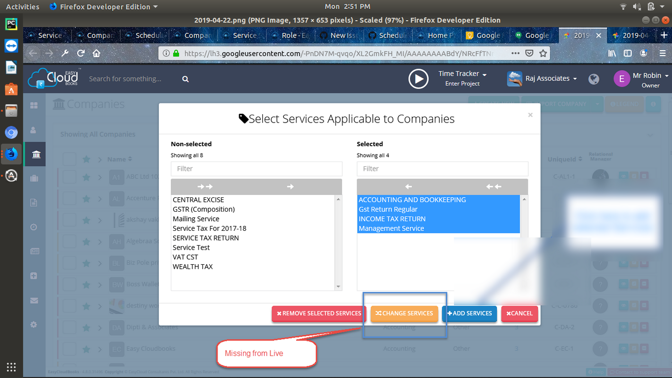 "Change Services" btn is missing on live on Company Page. · Issue #369 ...