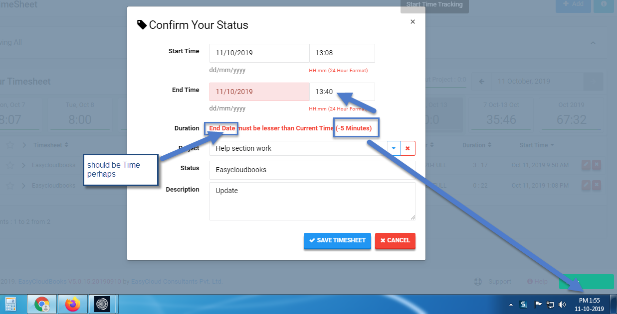 Timesheet error · Issue #692 · EasyCloudConsultants/EasyCloudBooks · GitHub