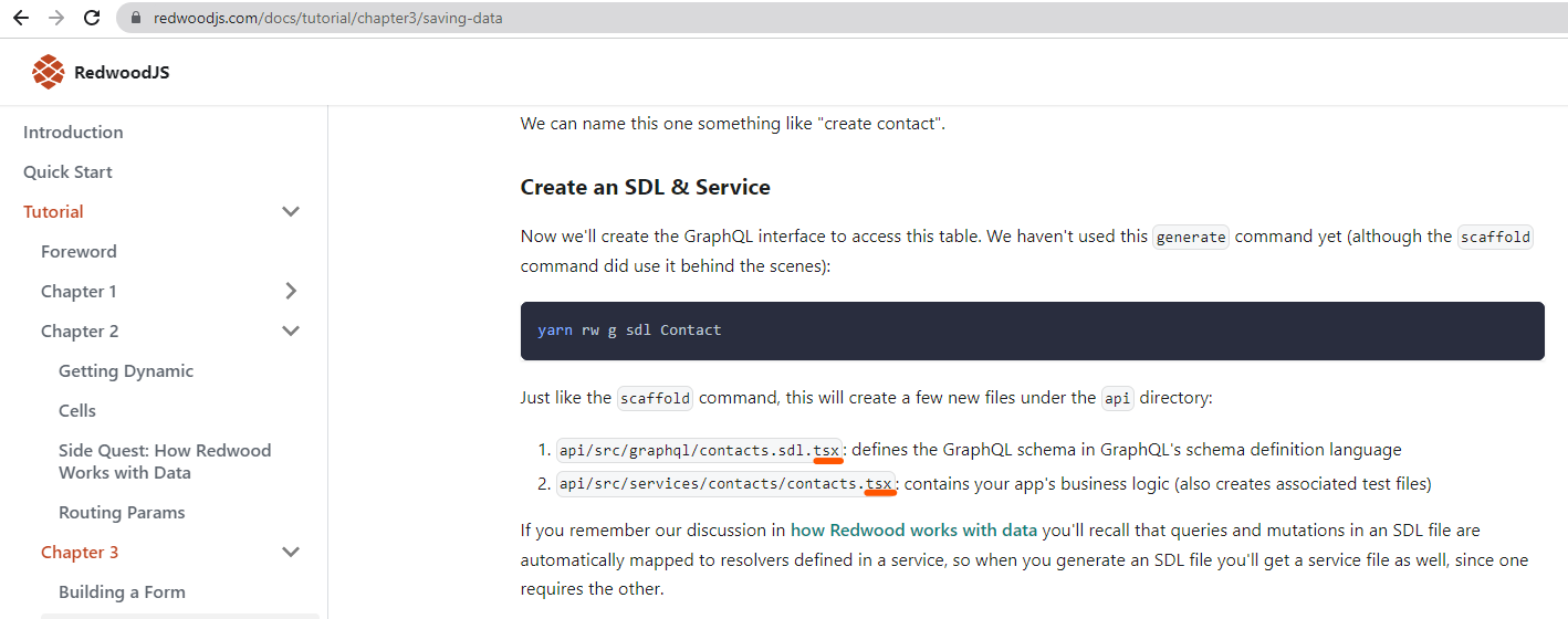 File extension mistakes in tutorial (Saving Data) · Issue #5306 · redwoodjs/redwood · GitHub