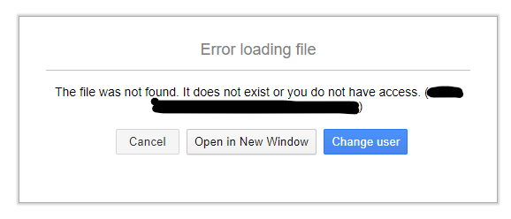 Opening Google drive shared file throws "Error loading file", but "Open in New Window" works ...