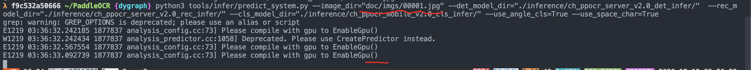 quick start 尝试出现问题 · Issue #1519 · PaddlePaddle/PaddleOCR · GitHub