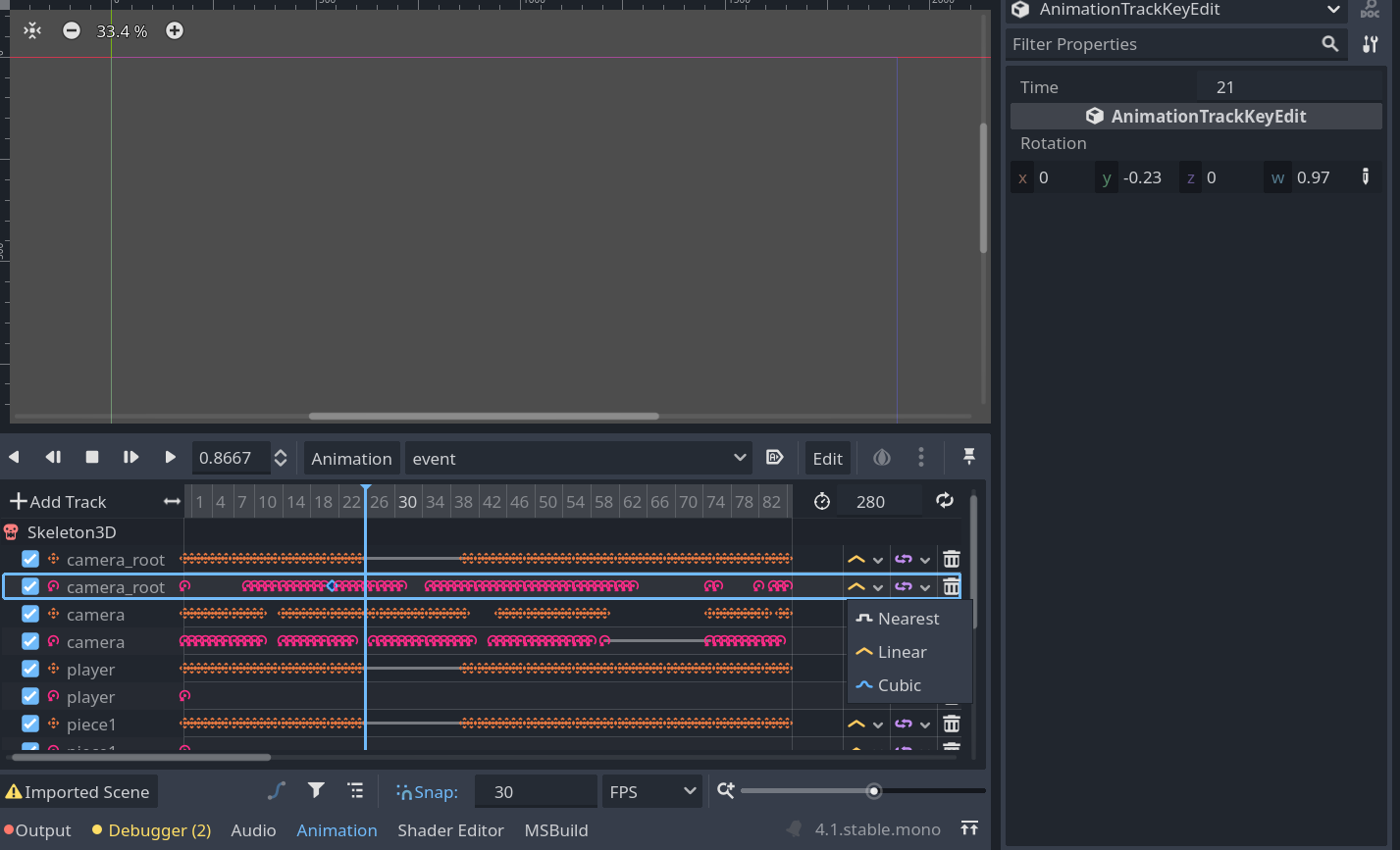 Allow editing the easing of imported animations keyframes for stepped keys · Issue #7509 ...