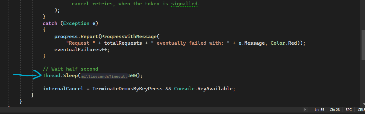 Why a Thread.Sleep() is needed in all the example? · Issue #966 · App-vNext/Polly · GitHub