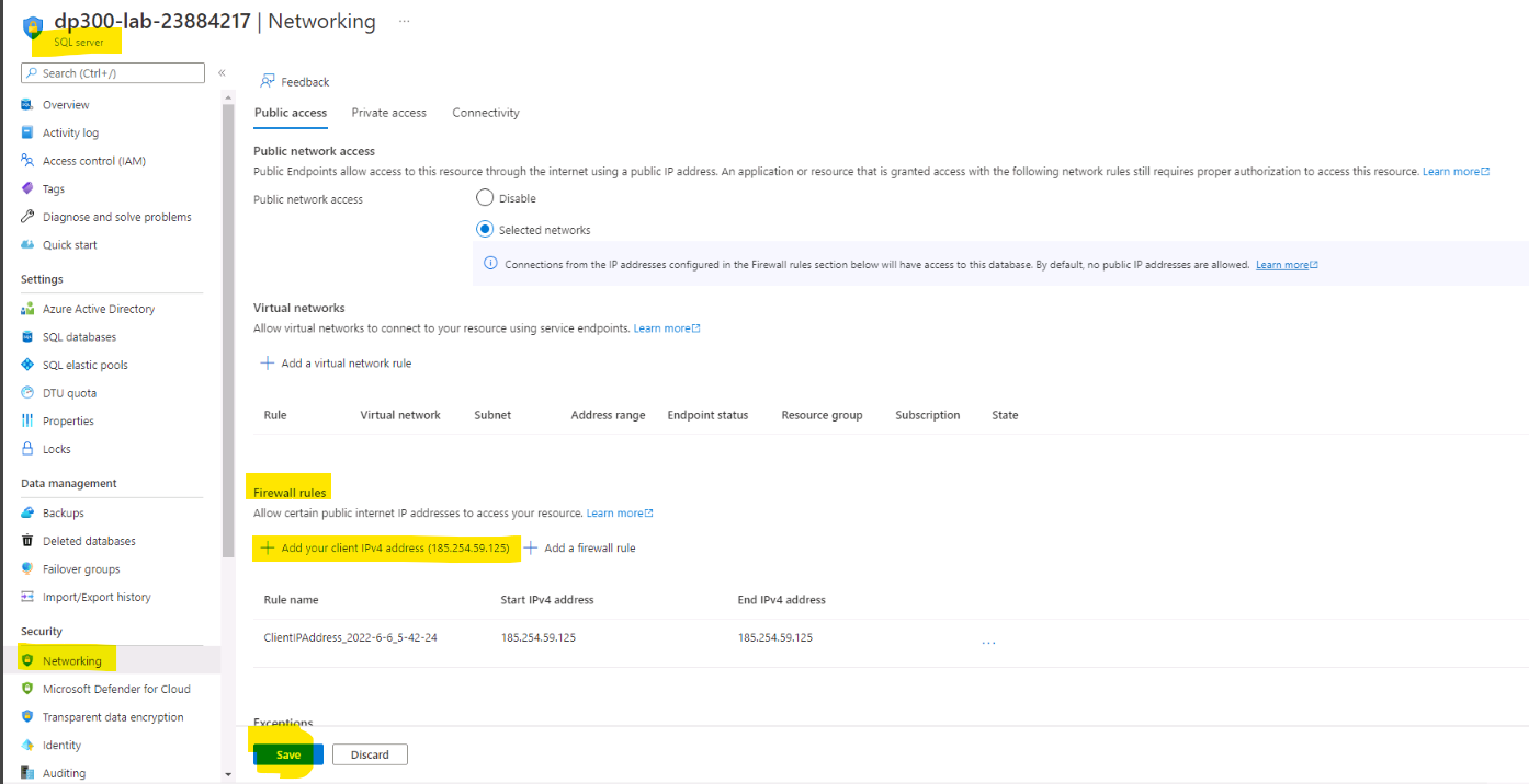 Lab 02-provision-sql-database: Azure Data Studio firewall exception does not work · Issue #6 ...