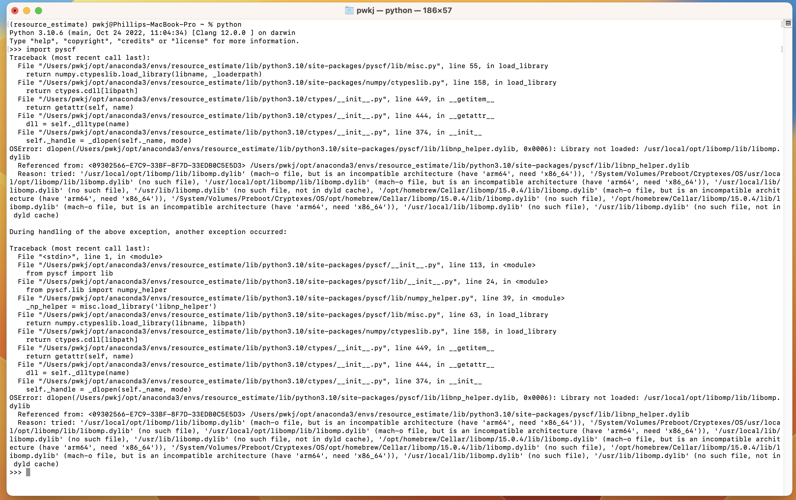 M1 Mac Build From Source Pyscf Incompatible Architecture Have Arm64 Need X86 64