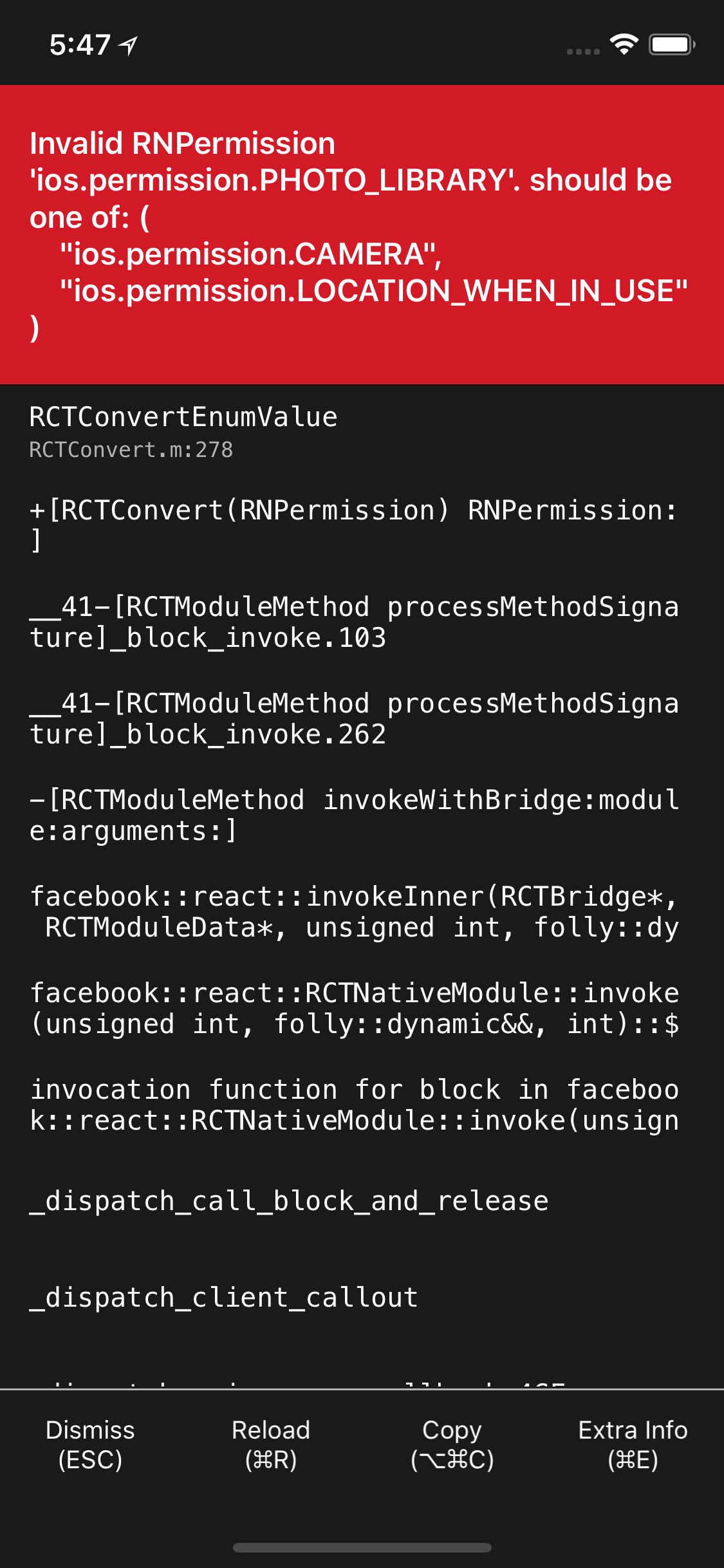 Invalid RNPermission PERMISSIONS.IOS.PHOTO_LIBRARY should be one of · Issue #344 · zoontek/react ...