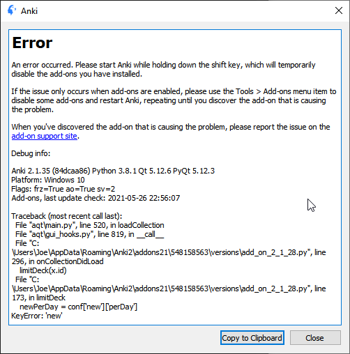 Error when opening or closing Anki · Issue #7 · ig3/anki-limitnew · GitHub