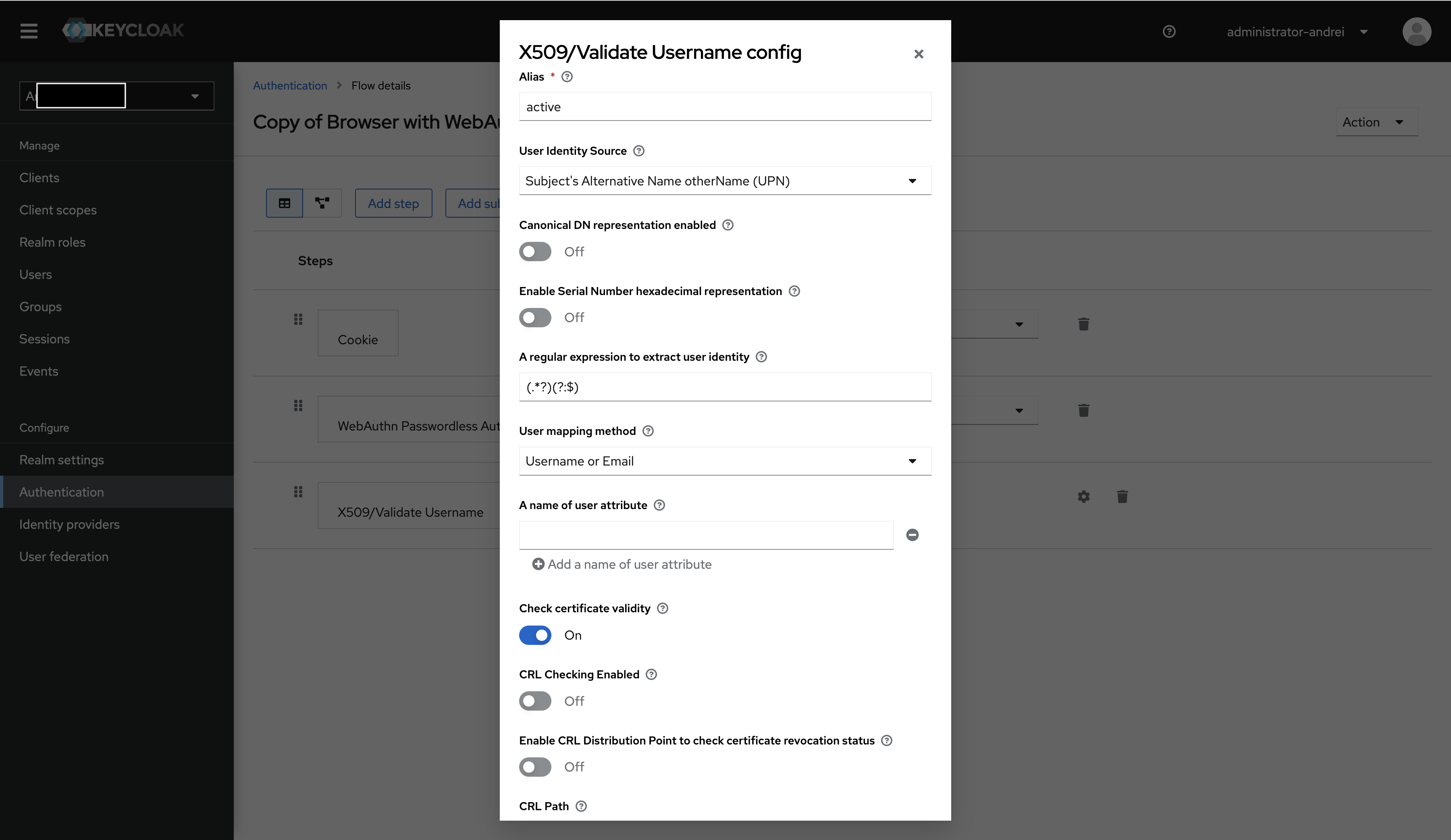 Cannot save X509 config step in flow · Issue #14139 · keycloak/keycloak · GitHub
