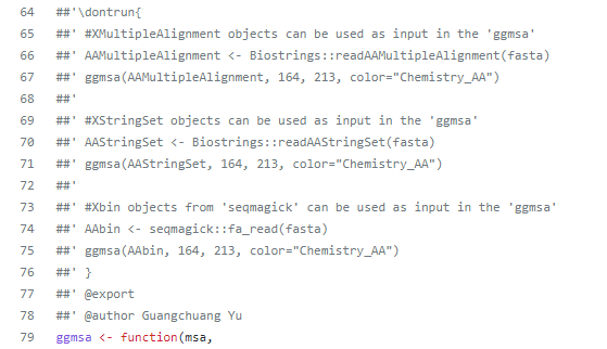 Commented out examples in documentation of `ggmsa()`? · Issue #39 · YuLab-SMU/ggmsa · GitHub
