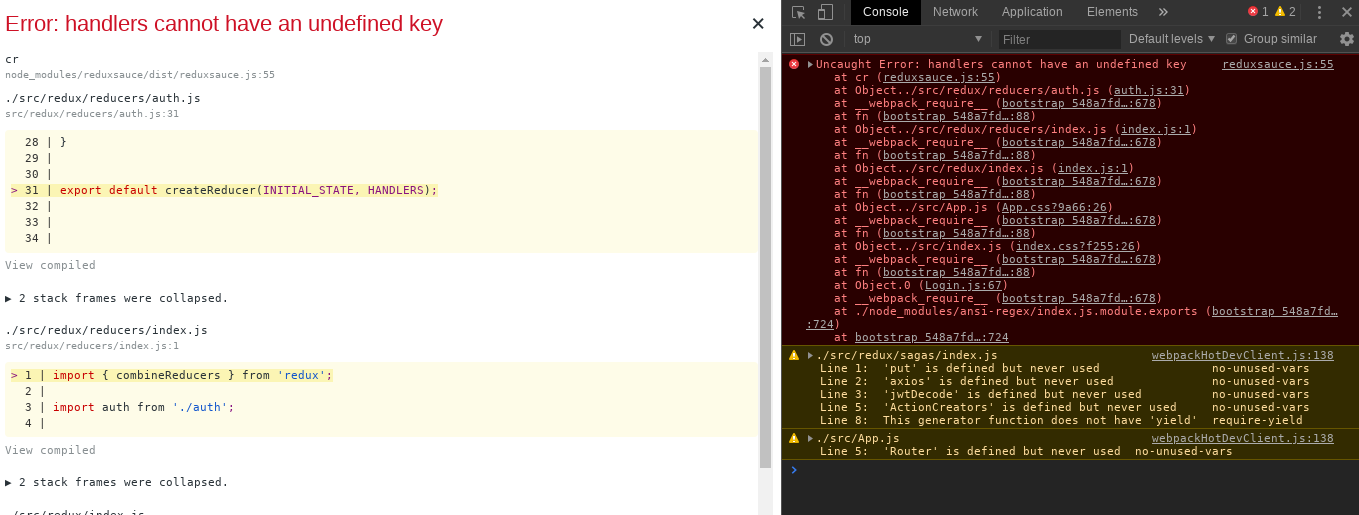 Error Handlers Cannot Have An Undefined Key Issue 62 Jkeam reduxsauce GitHub