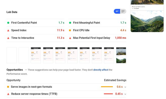 Reduce initial server response time, speed index, minimize main-thread ...