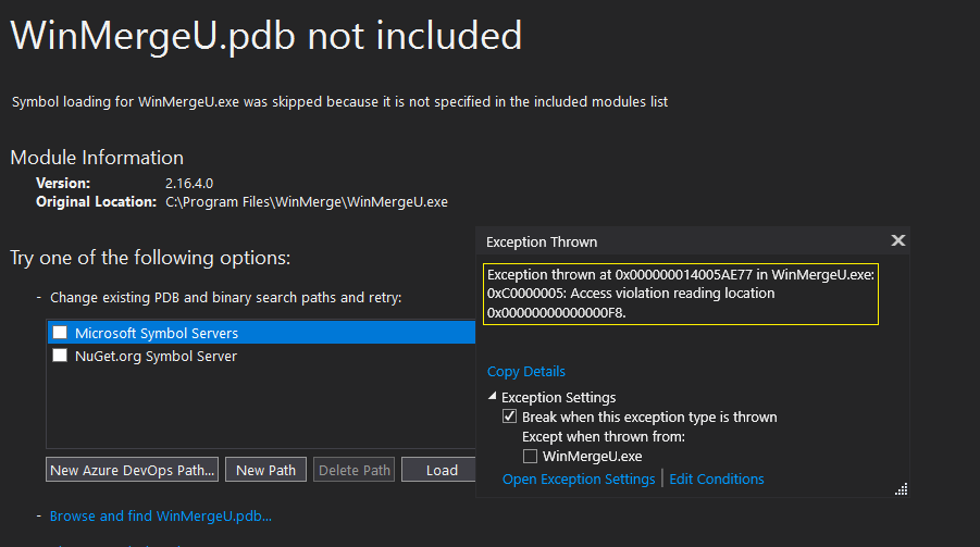 Winmerge Unexpectedly Quits Access Violation Reading Location · Issue 409 · Winmerge Winmerge