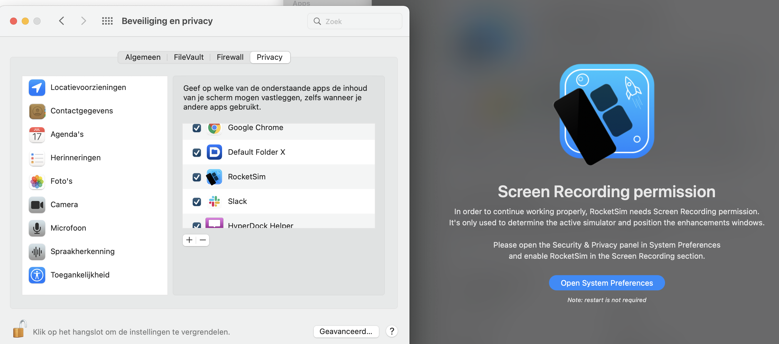 macOS: Onboarding stuck on screen recording permissions · Issue #122 · AvdLee/RocketSimApp · GitHub