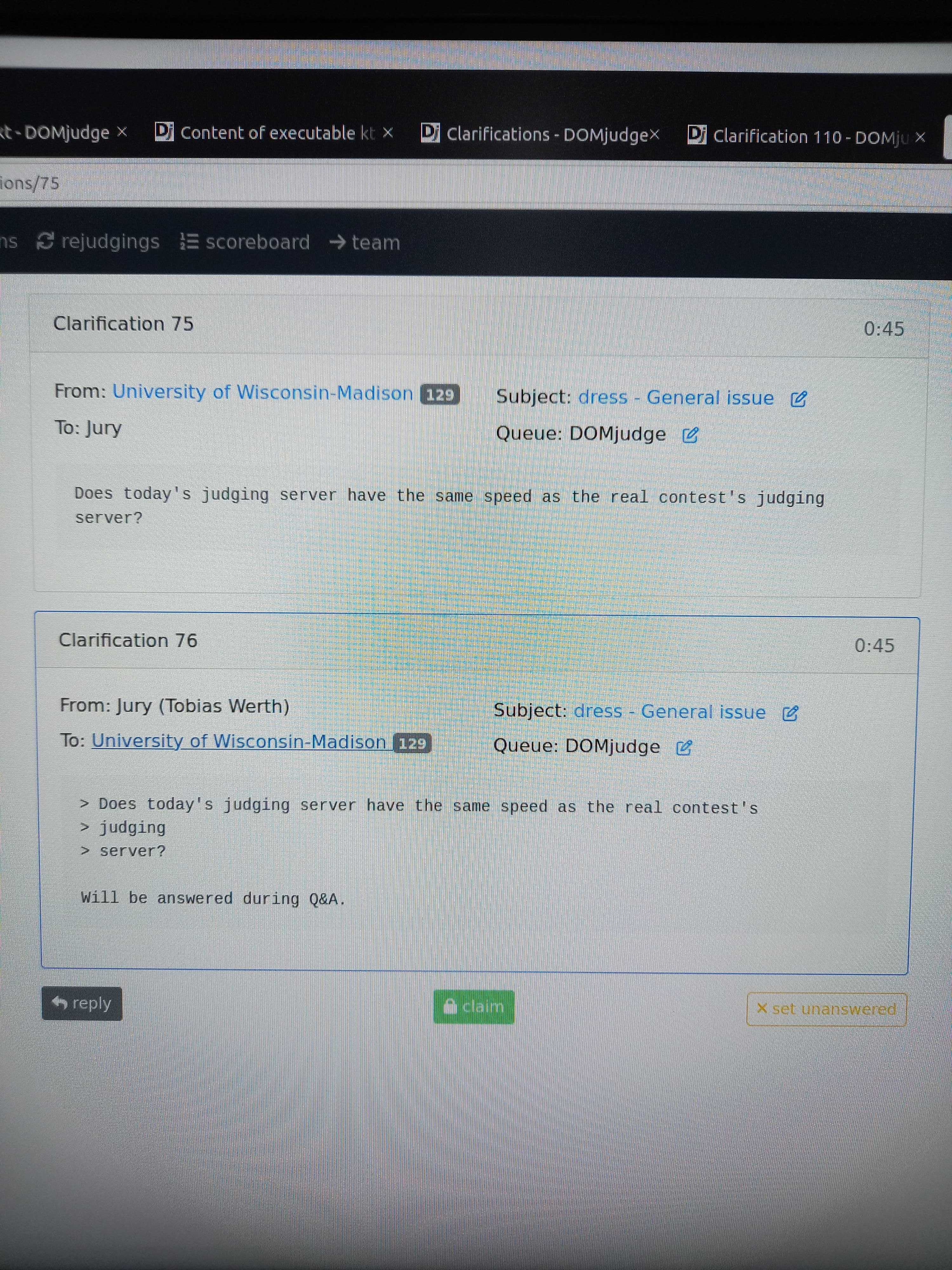 Clarification Reply Quoted Text Wrapping Is Ugly · Issue 1786 · Domjudge Domjudge · Github
